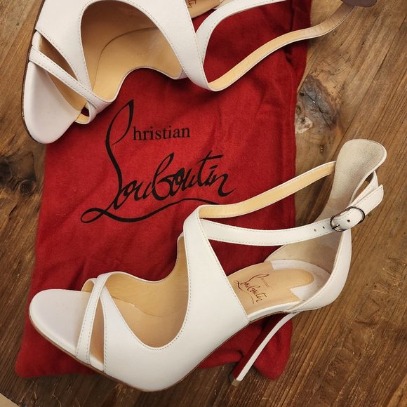 Christian Louboutin | Shoes | Christian Louboutin White Strappy Heels ...